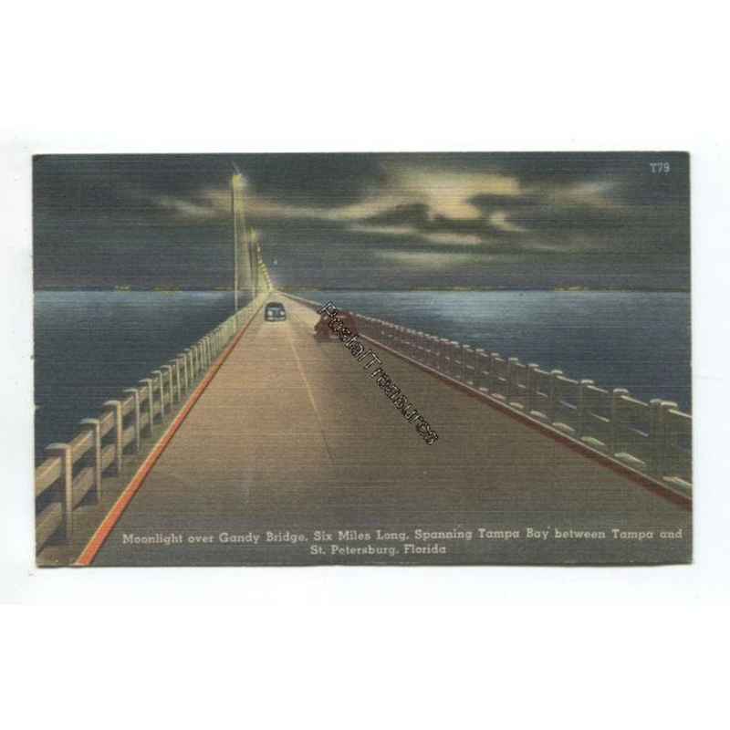 Moonlight over Gandy Bridge six miles long spanning Tampa ...