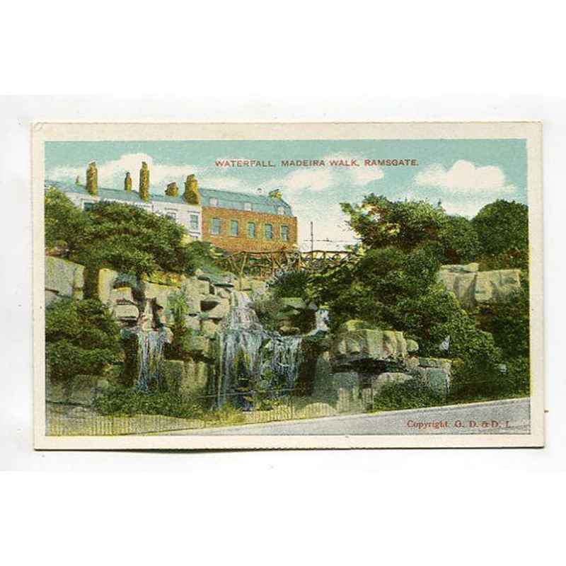 Waterfall Madeira Walk Ramsgate England vintage postcard