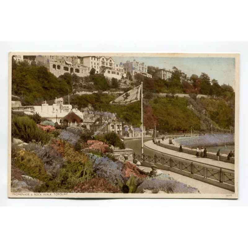 Promenade and Rock Walk Torquay vintage postcard