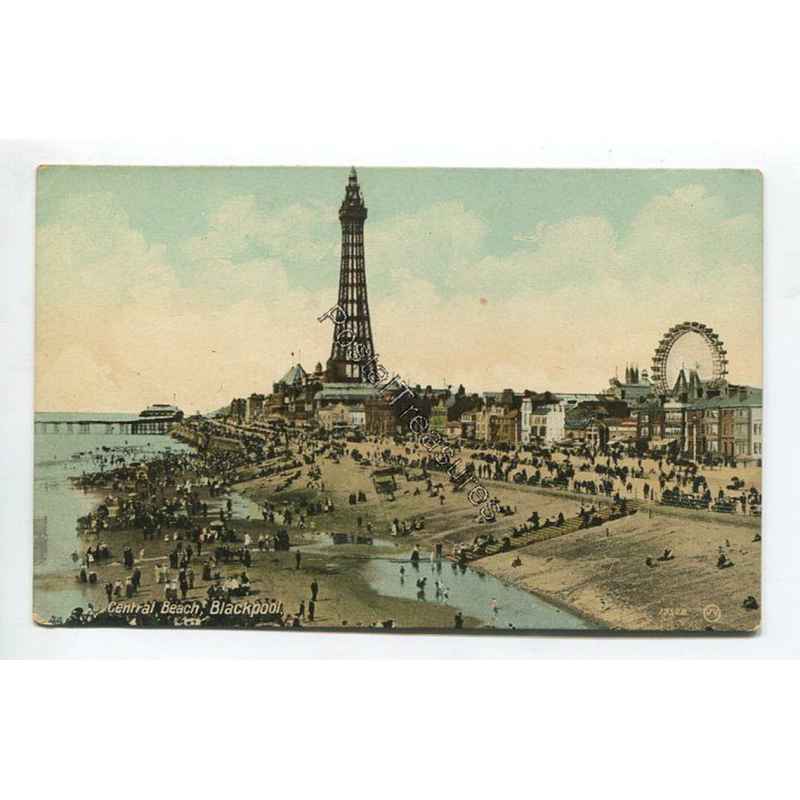 Central Beach Blackpool vintage postcard