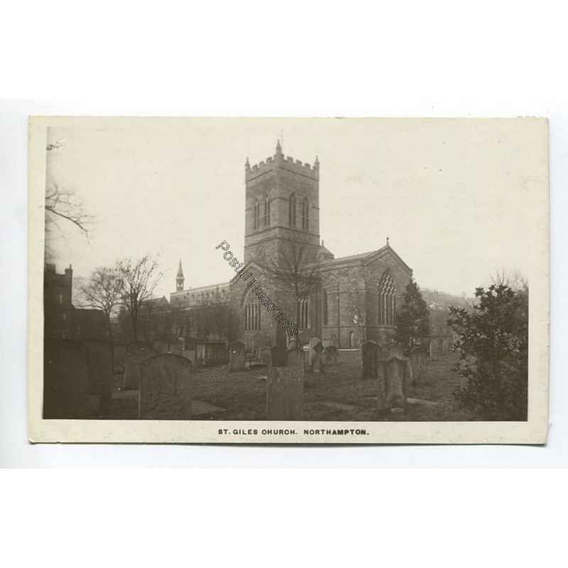 St Giles Church Northampton England vintage postcard