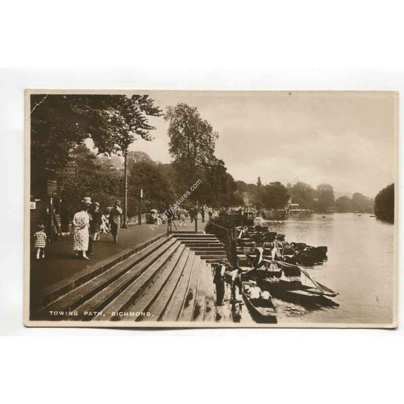 Towing Path Richmond England vintage postcard