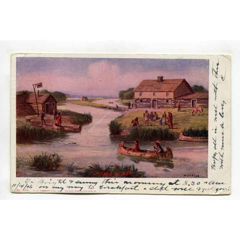 Chicago in 1833 postcard