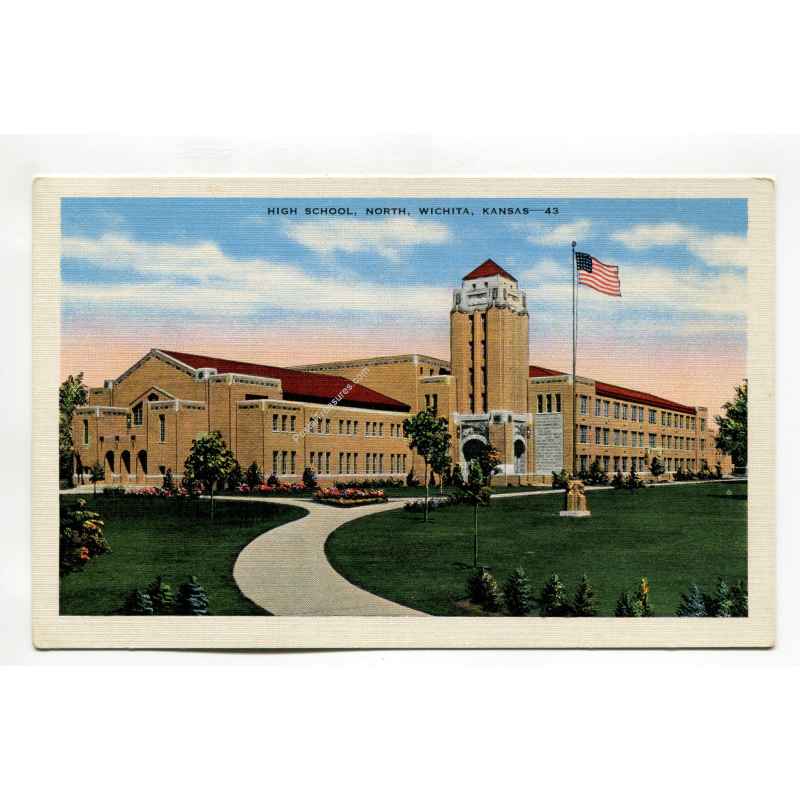 High School North Wichita Kansas postcard