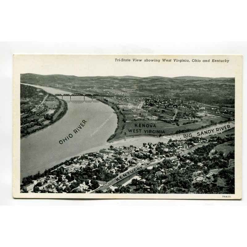 Tri-State view showing West Virginia Ohio and Kentucky vintage ...