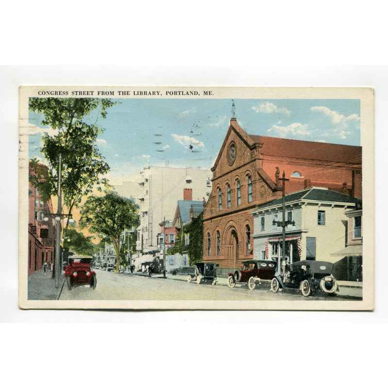 Congress Street from the Library Portland Maine postcard Congress Street from the Library Portland Maine postcard