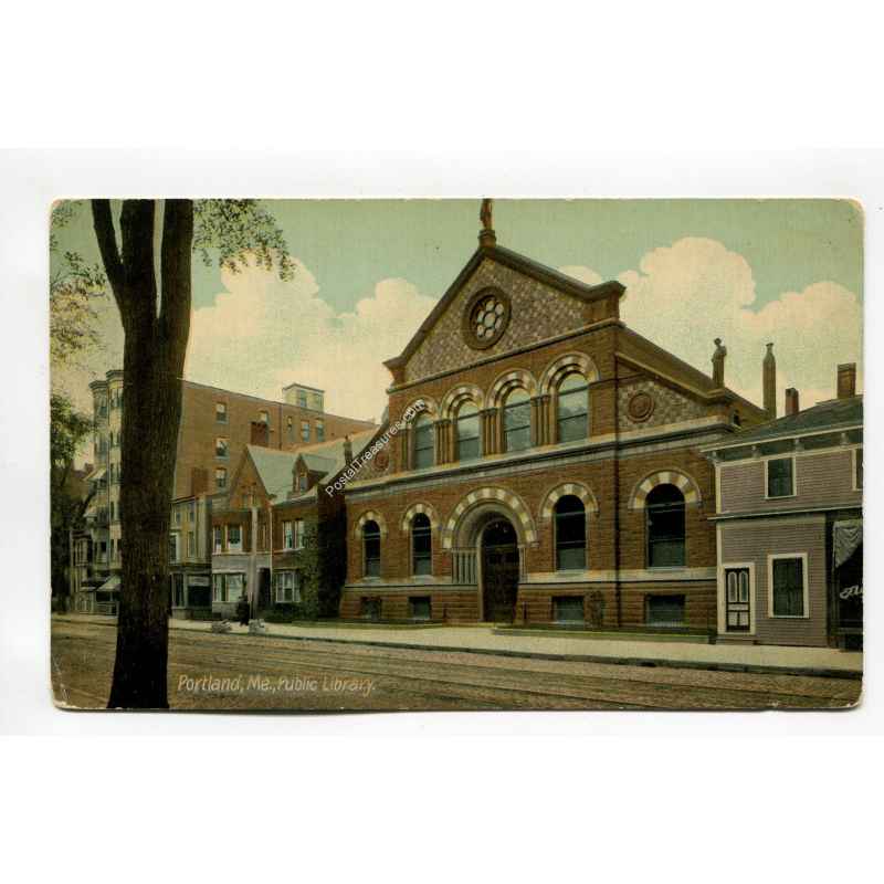 Public Library Portland Maine postcard