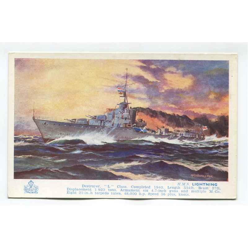 HMS Lightning postcard