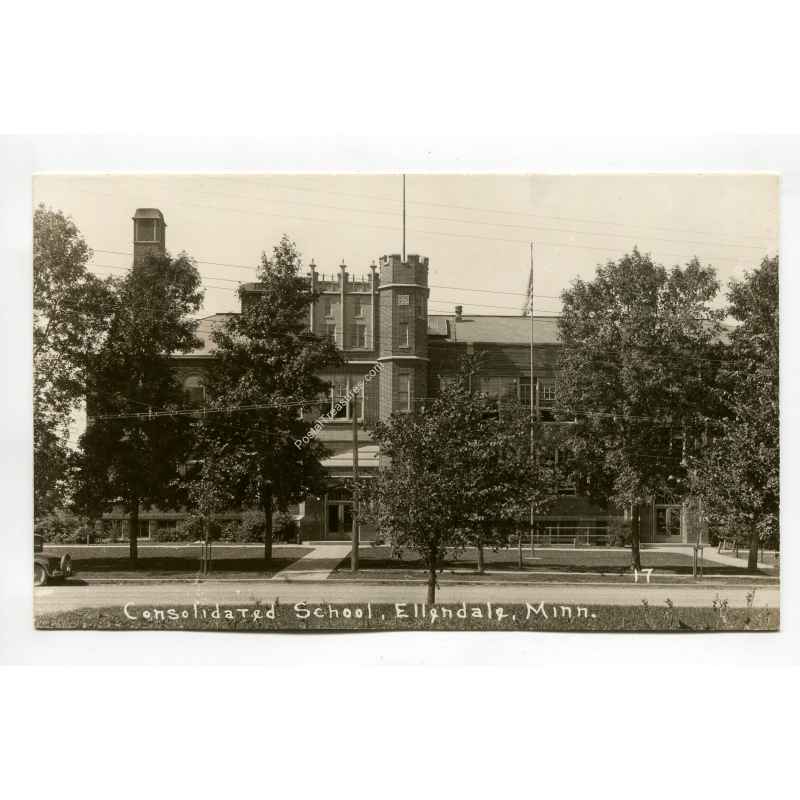 Consolidated School Ellendale Minnesota vintage postcard