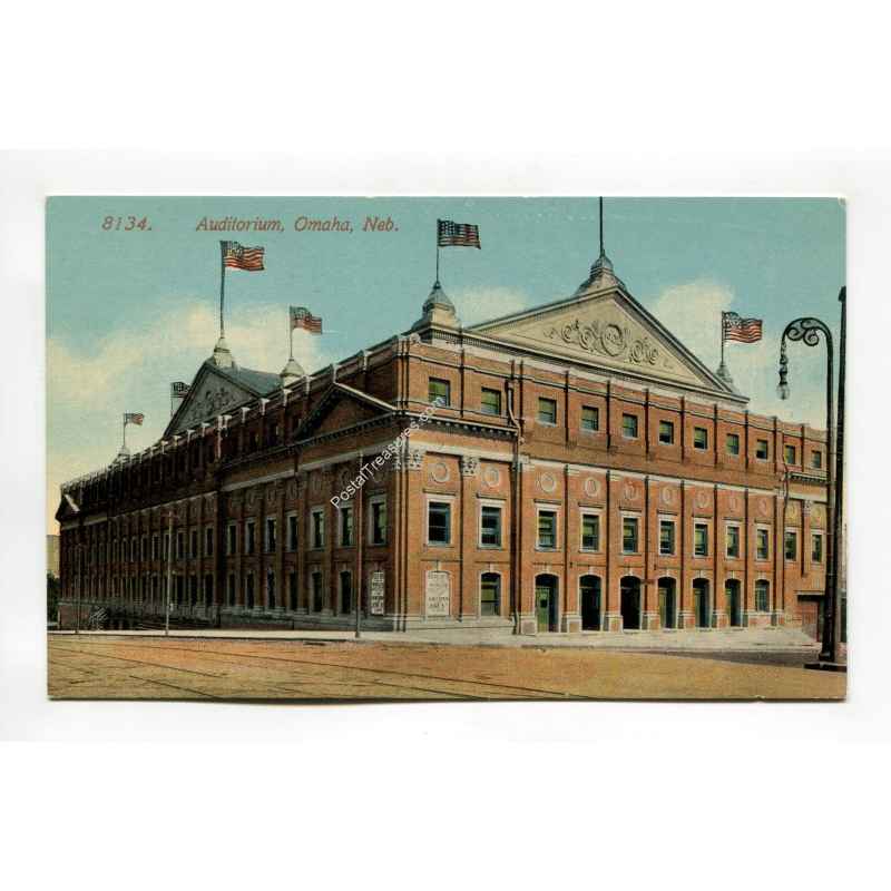Auditorium Omaha Nebraska vintage postcard