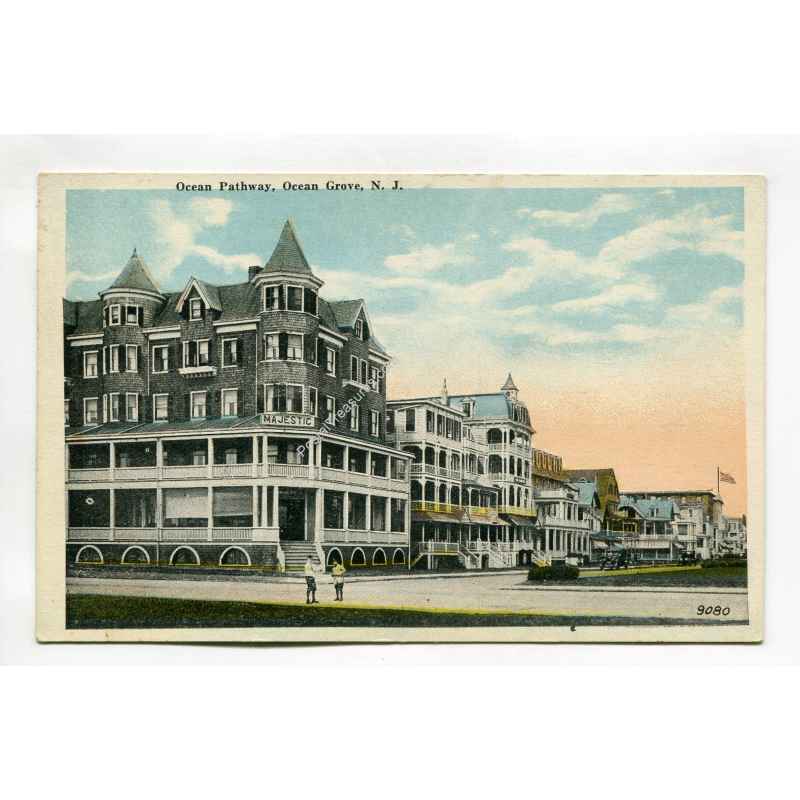 Ocean Pathway Ocean Grove New Jersey vintage postcard