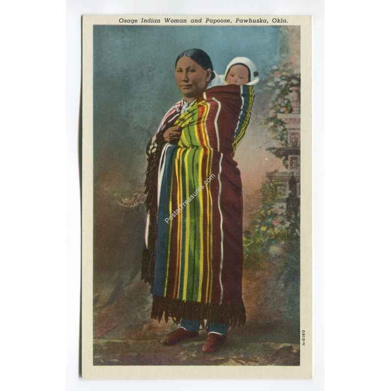 Osage Indian Woman and Papoose Pawhuska Oklahoma vintage ...