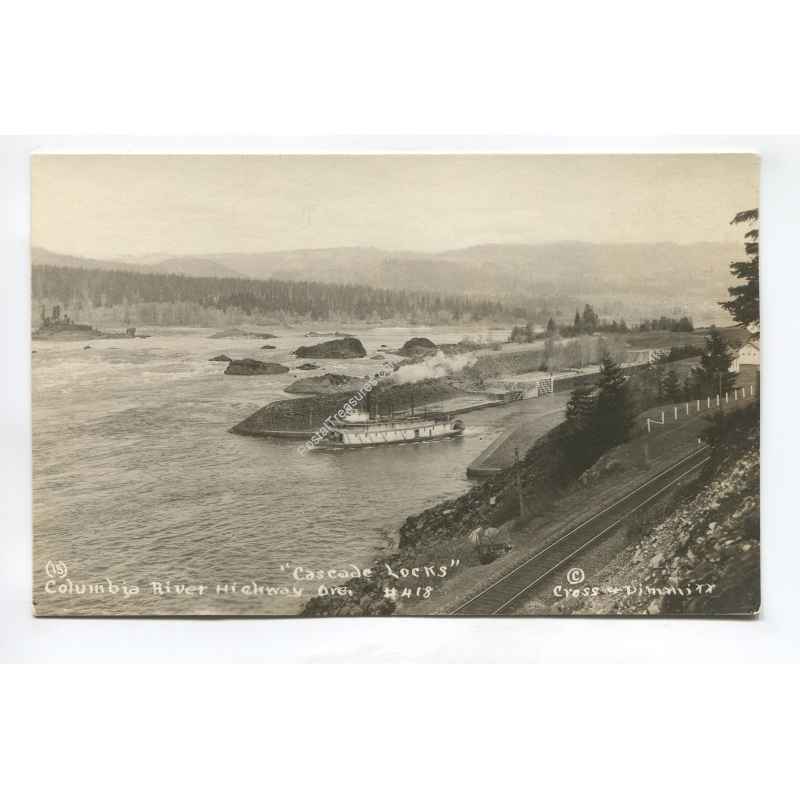Cascade Locks Columbia River Highway Oregon vintage postcard