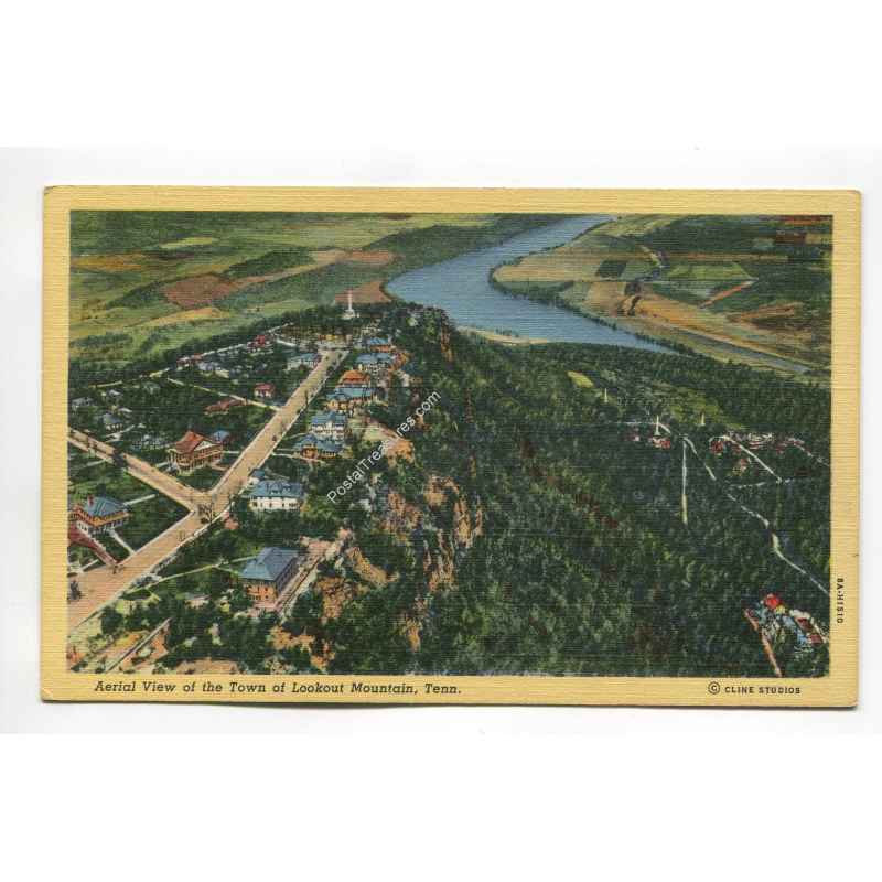 Aerial View of the Town of Lookout Mountain Tennessee vintage ...