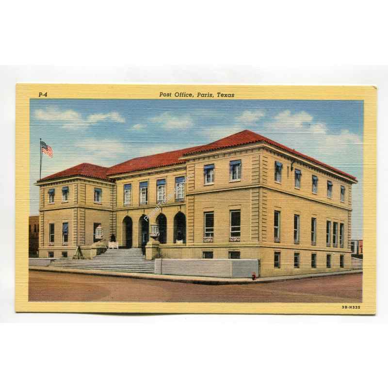 Post Office Paris Texas vintage postcard