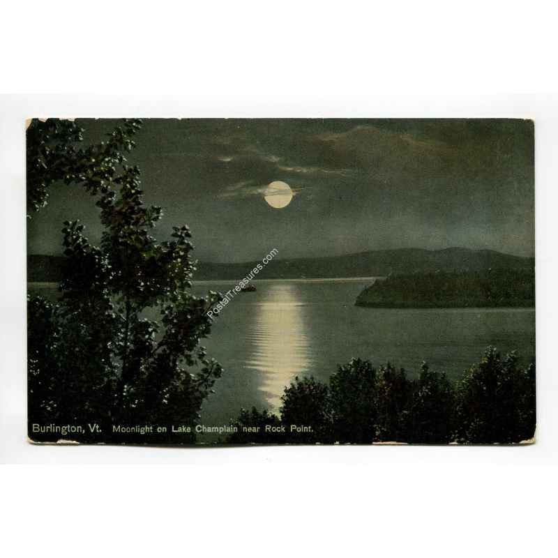 Moonlight on Lake Champlain near Rock Point Burlington Vermont ...