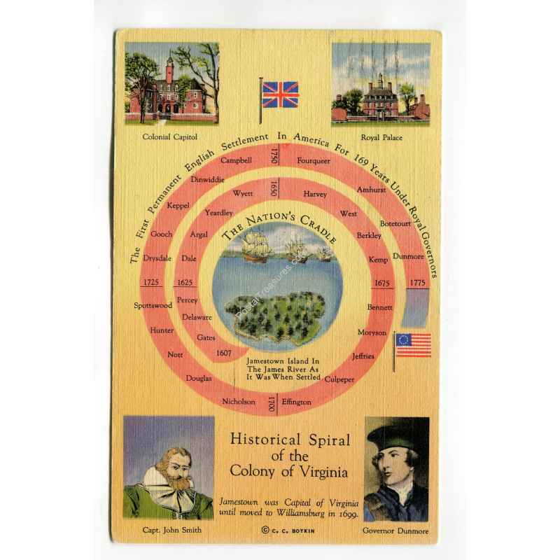 Historical Spiral of the Colony of Virginia vintage postcard
