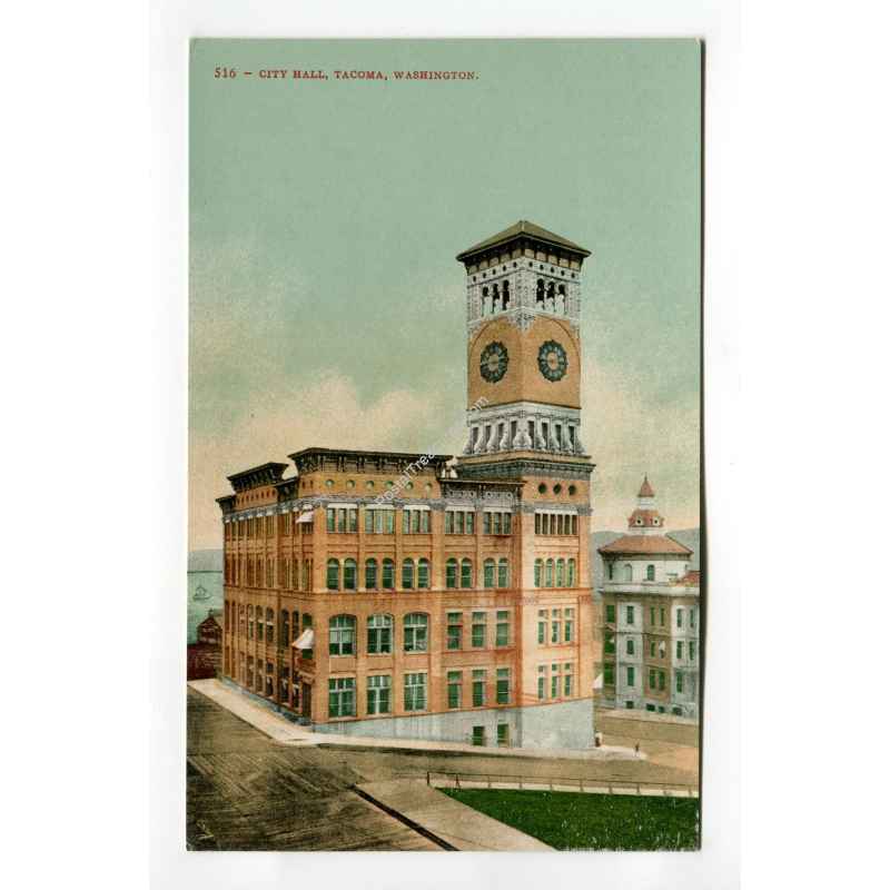 City Hall Tacoma Washington vintage postcard