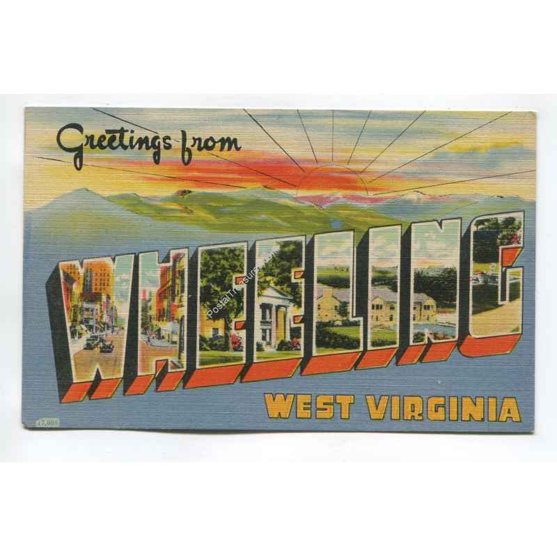 Greetings from Wheeling West Virginia vintage postcard