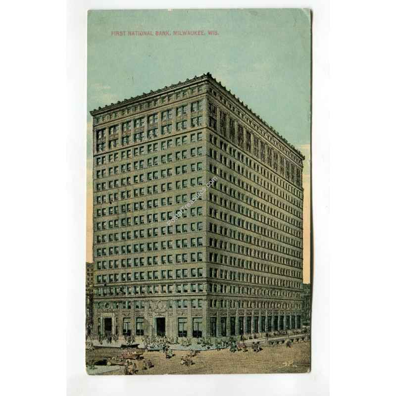 First National Bank Milwaukee Wisconsin vintage postcard