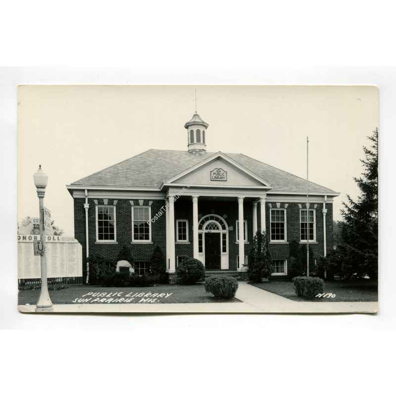 Public Library Sun Prairie Wisconsin vintage postcard